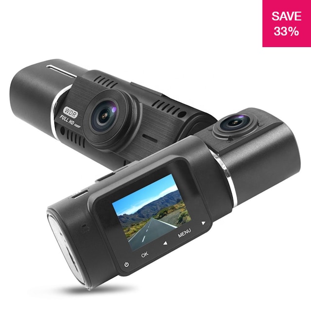 33% off on 1080P FHD Dash Cam with Dual Camera and G-Sensor Lock 33% off on 1080P FHD Dash Cam with Dual Camera and G-Sensor Lock