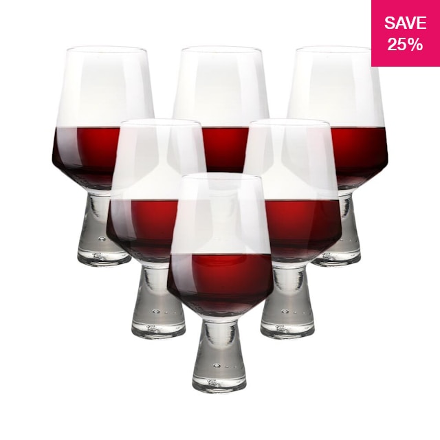 25 Off On Set Of 6 350ml Short Stem Red Wine Glasses