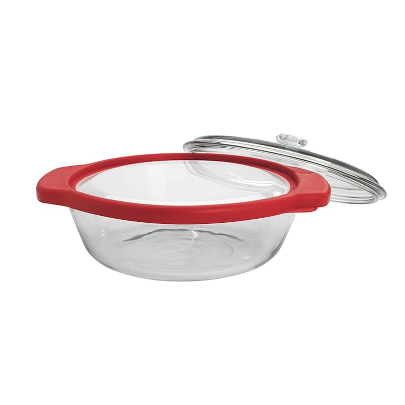 29 Off On Anchor Hocking 1900ml Round Glass Casserole Dish With Red Truefit Lid Za